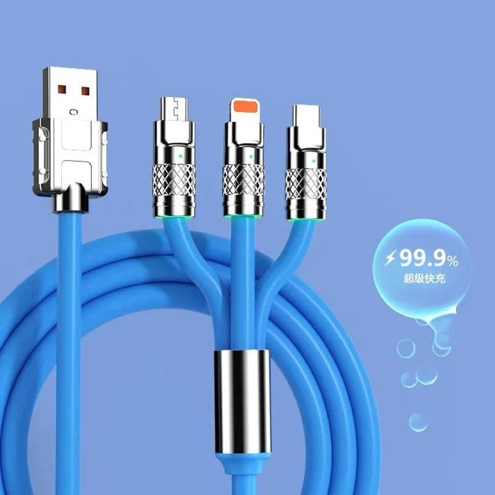 Tri Charge Pro 120W – Zinc Alloy Fast Charging Cable – tarteeb.pk